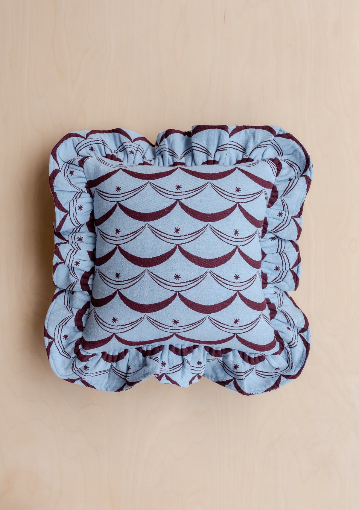 TBCo Square Cotton Cushion Cover in Blue & Burgundy Circus