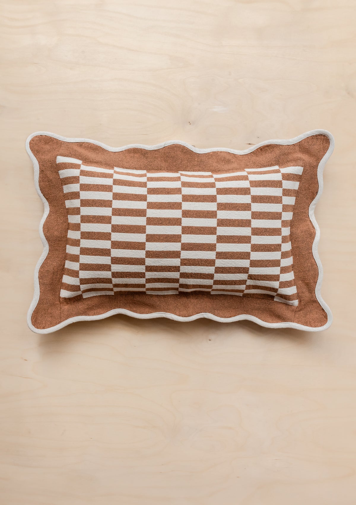 Cotton Cushion Cover in Camel Checkerboard – TBCo