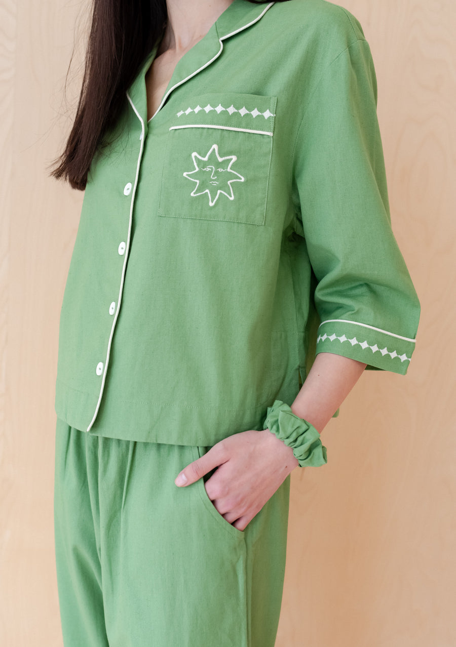 Cotton & Linen Pyjamas in Green – TBCo