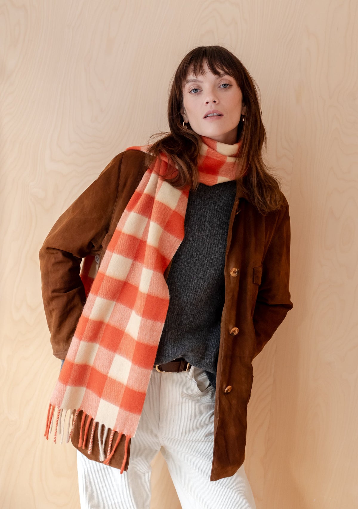 Lambswool Scarf in Orange Gingham – TBCo