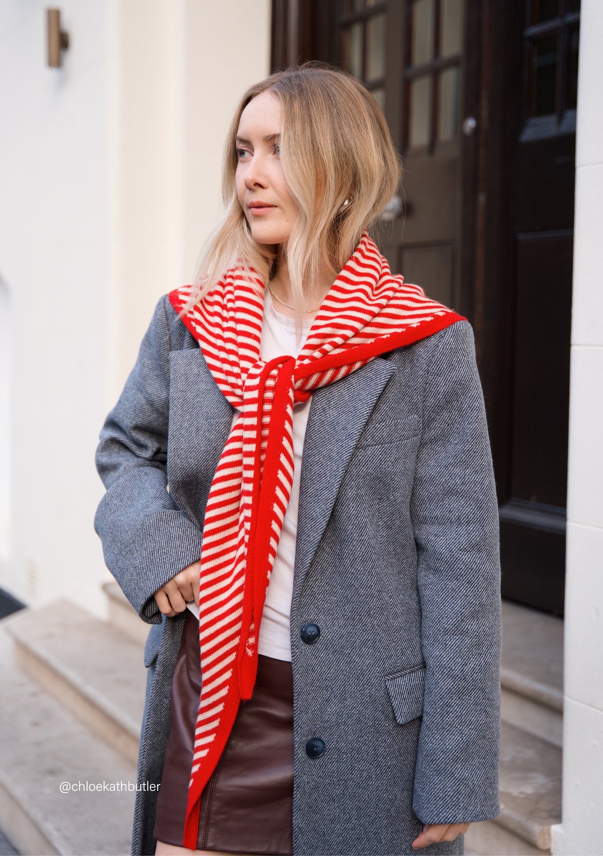 Large Merino Triangle Scarf in Red Stripe – TBCo