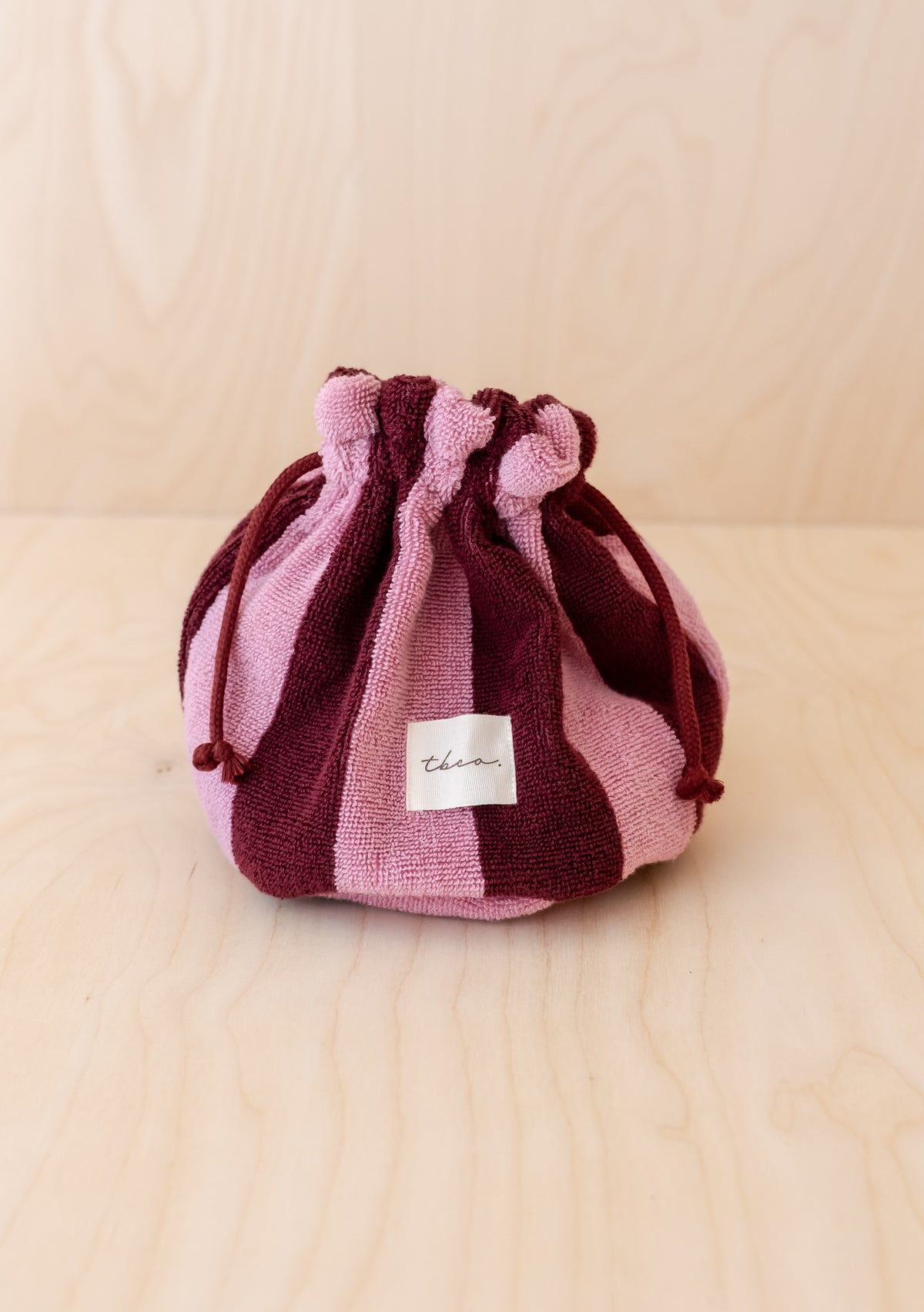 TBCo Terry Cotton Towelling Drawstring Bucket Wash Bag in Burgundy ...